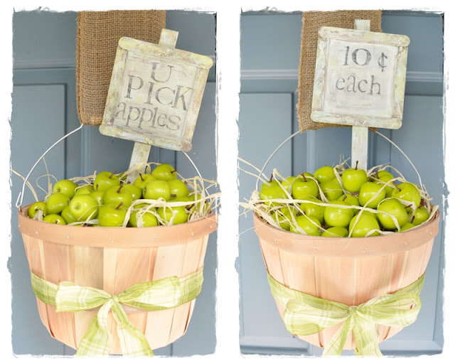 Two Shades of Pink: Fall Door Decor: Apple Bushel Baskets