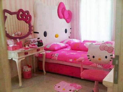 Diseños de dormitorios tema Hello Kitty - Colores en Casa