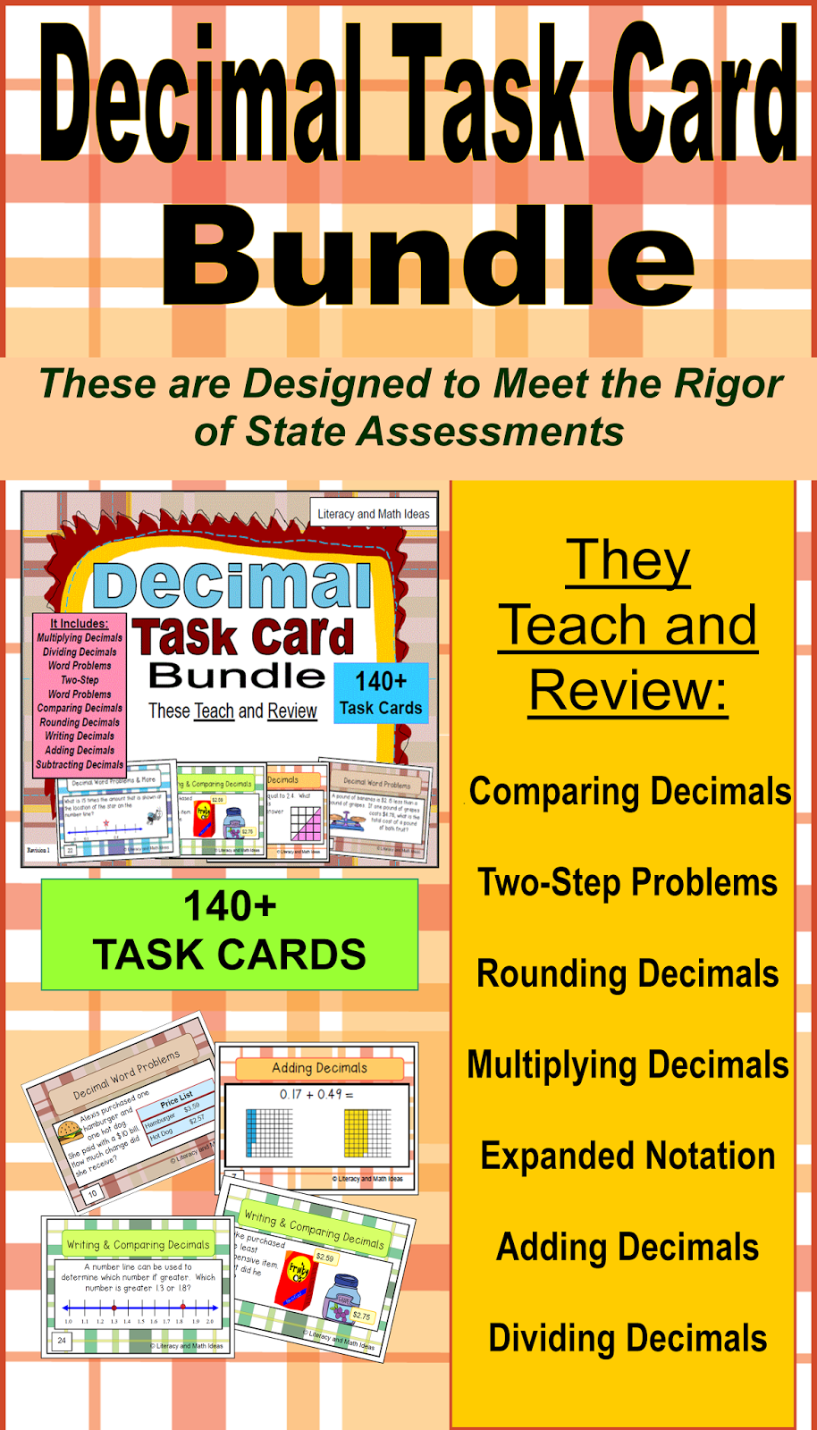 Literacy & Math Ideas: Decimal Task Cards Bundle