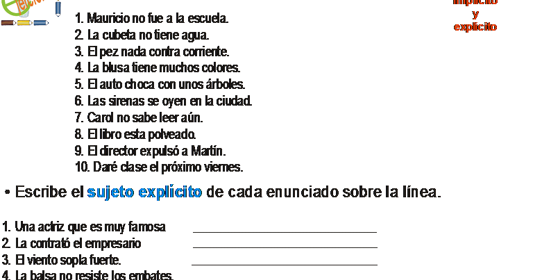 SUJETO IMPLÍCITO Y EXPLÍCITO - todo para tu clase
