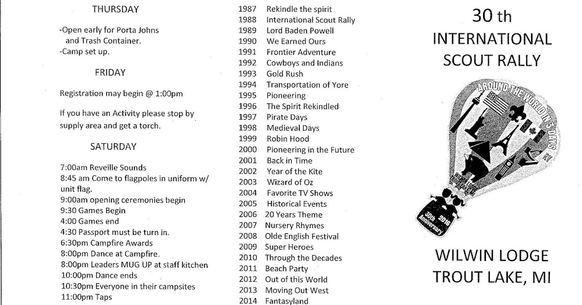 BSA Troop 1 Gaylord - Michigan: International Scout Rally at Trout Lake ...