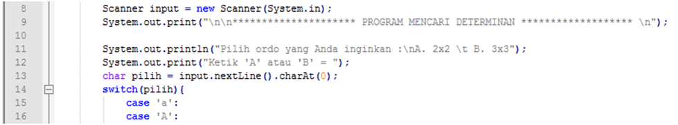 Nemure no King: Program Determinan dengan Java