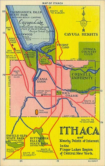 POSTCARDY: the postcard explorer: Map: Ithaca, New York