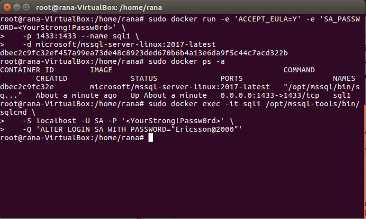 sql1996: Installation steps of SQL Server 2017 container image with Docker