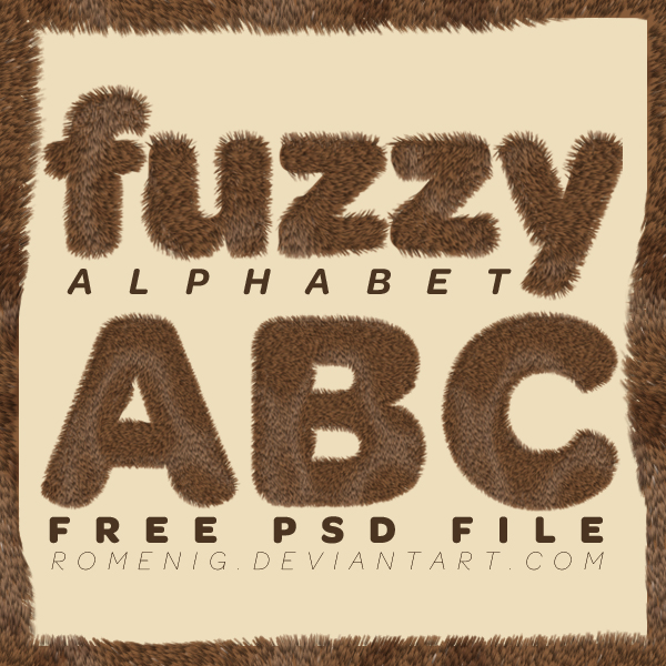 Efeito Photoshop: Free Fuzzy Alphabet PSD