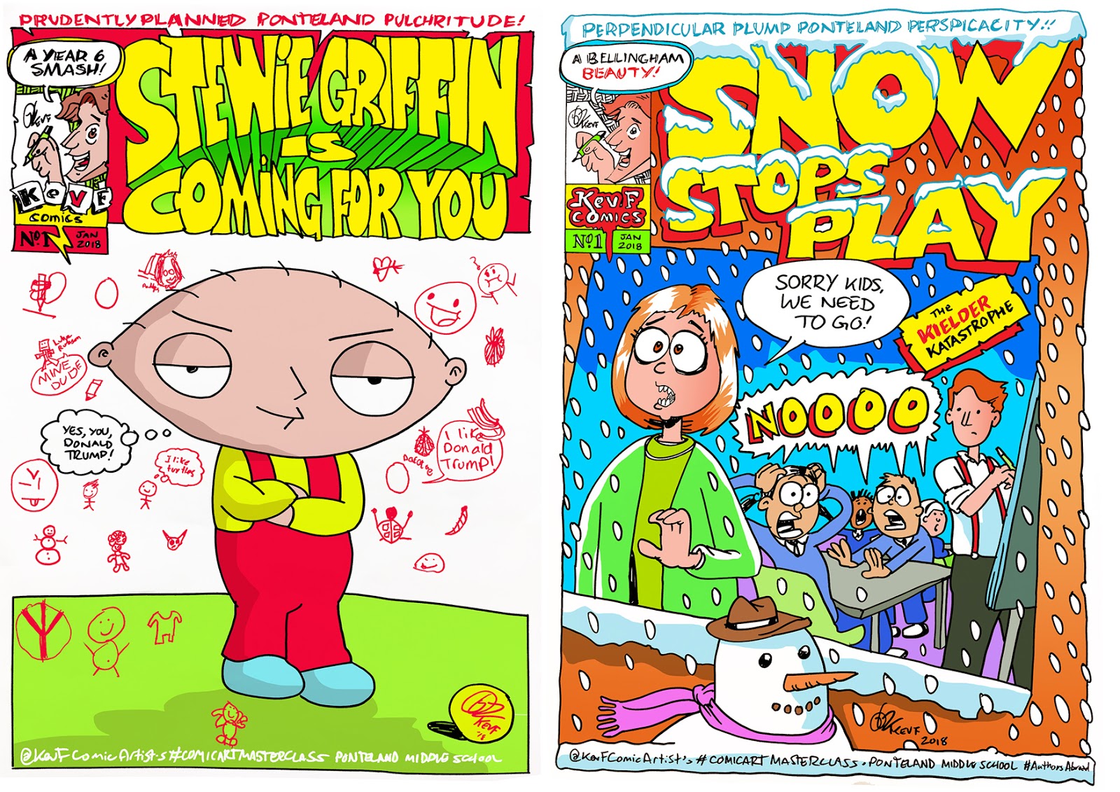 Kev F comic art: Snow & Wind Stop Play - first kids comics of the year