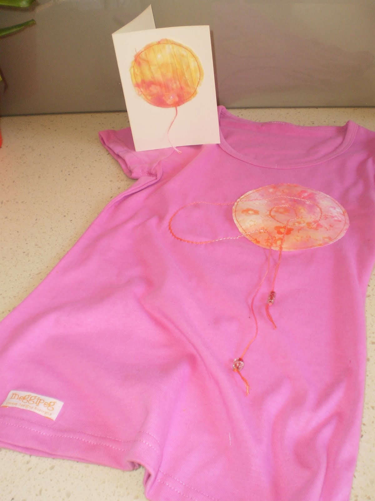 Meggipeg Abstract Flower Applique T Shirt With Corded Detail