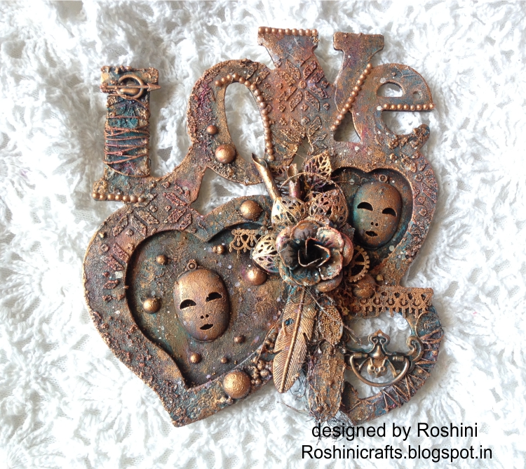 Altered LOVE wooden photo frame in Antique style - Roshini Crafts