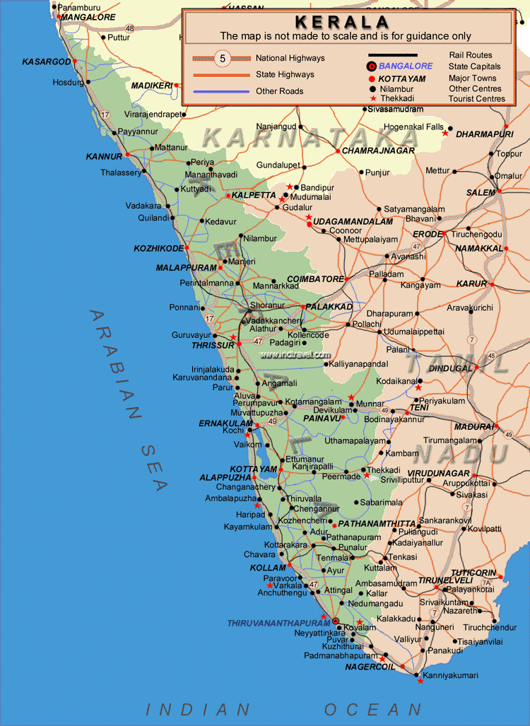 Mapa Turistico De Kerala