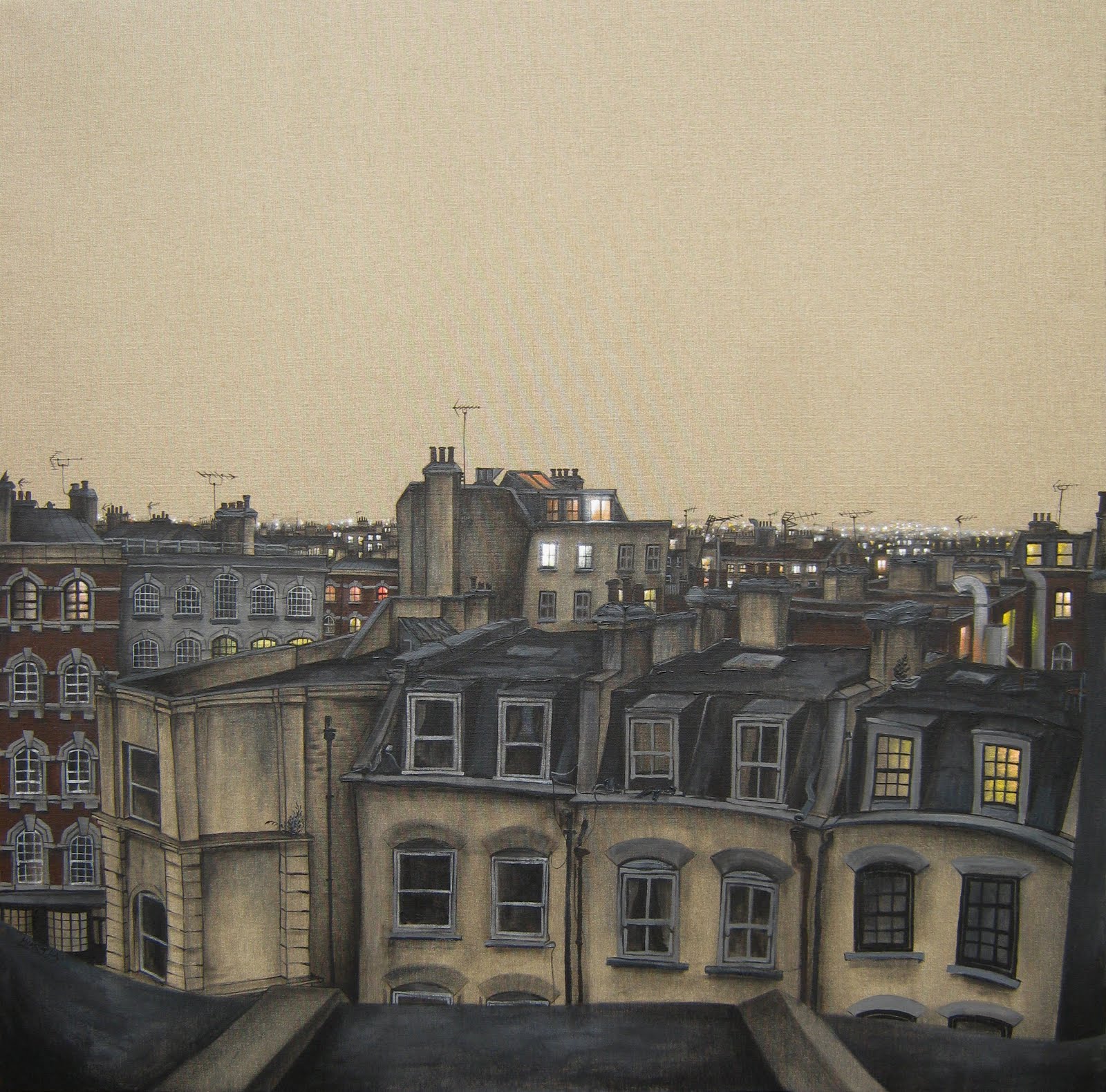 Daniel Worth Art: Rooftops at night