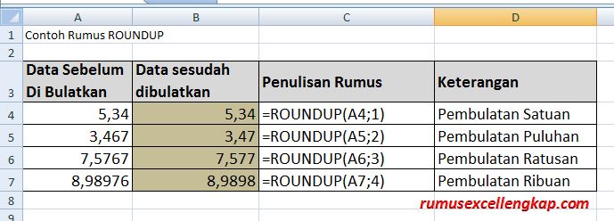 5 Rumus Excel Khusus Membulatkan Bilangan (ROUND, ROUNDDOWN, ROUNDUP, CEILING, dan TRUNC) dan ...
