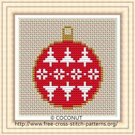 Mini Christmas Ornament (5), Free and easy printable cross stitch ...