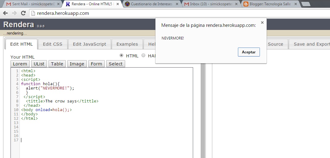 Tecnología Salle : Mensaje de Alerta~~ JavaScript