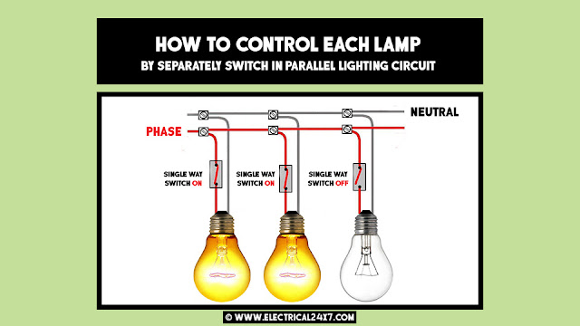 How to control each lamp by separately switch in parallel lighting circuit?