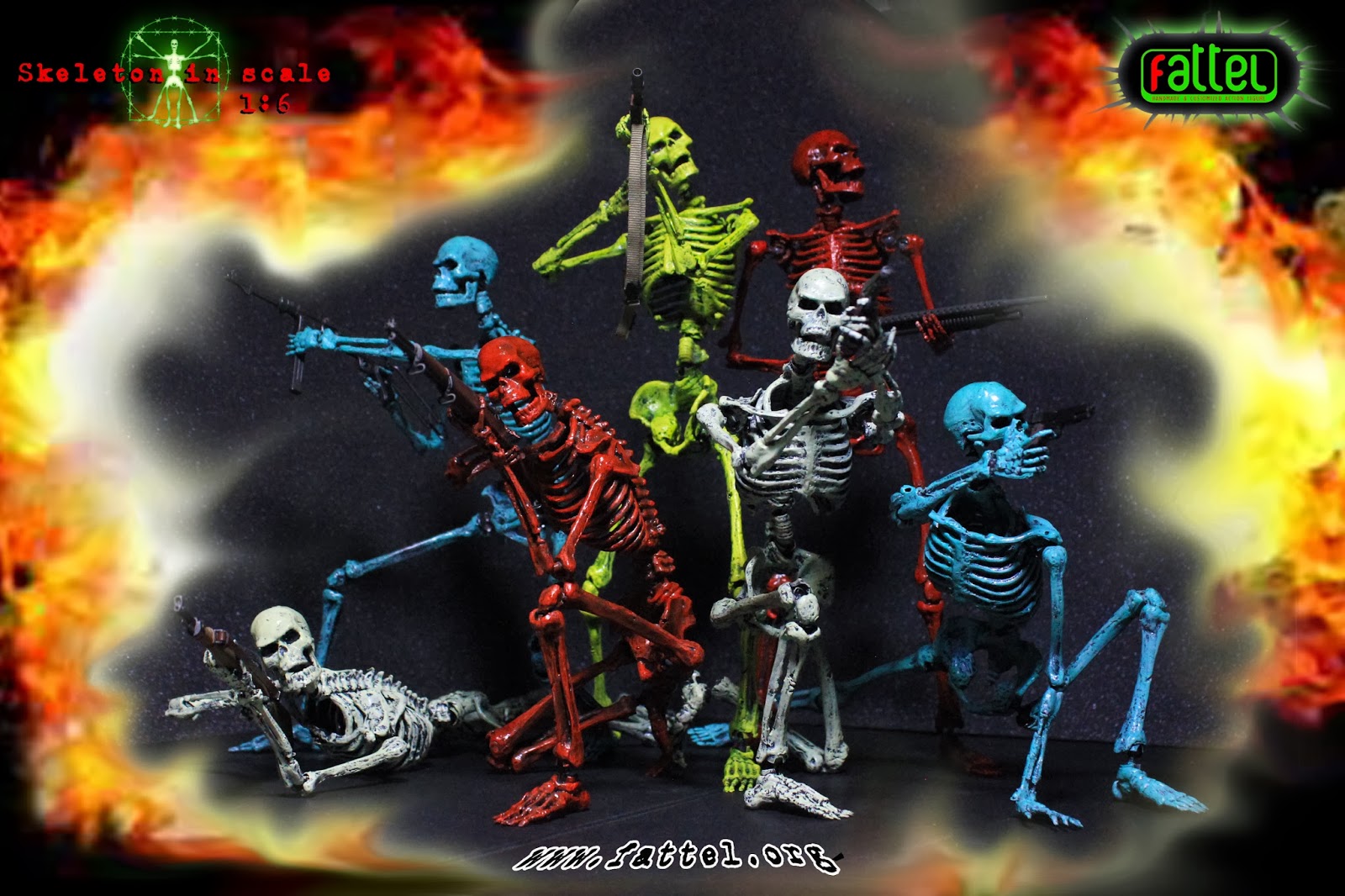 Action figure skeleton by Fattel: 30 cm tall skeleton locked in his box ...