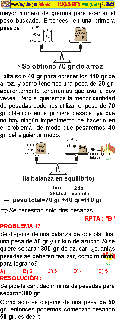 PESADAS Y BALANZAS EJERCICIOS RESUELTOS DE HABILIDAD LÓGICO MATEMÁTICA RECREATIVA EN PDF