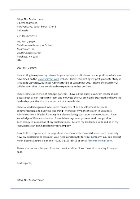 Contoh application letter fresh graduate - workernaa