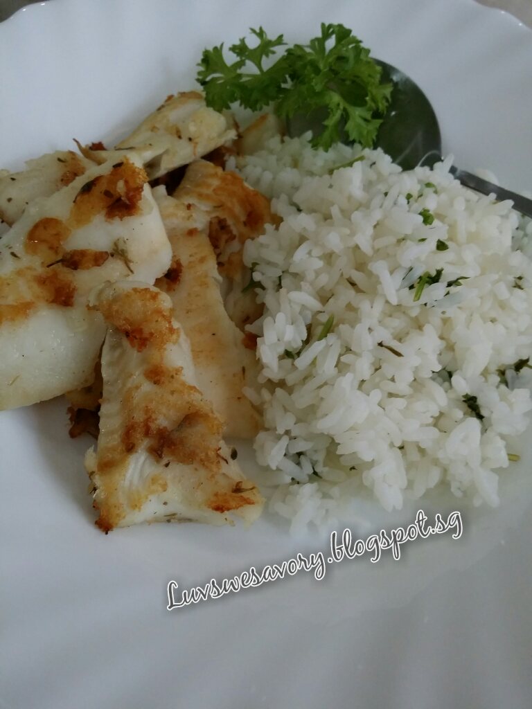 Luvswesavory: Parsley Lime Rice with Mixed Herb Fish Fillets