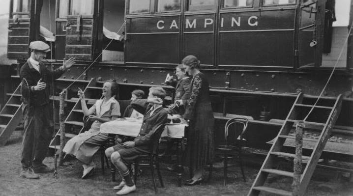 Tour Scotland: Old Photograph Of A Camping Coach In Scotland