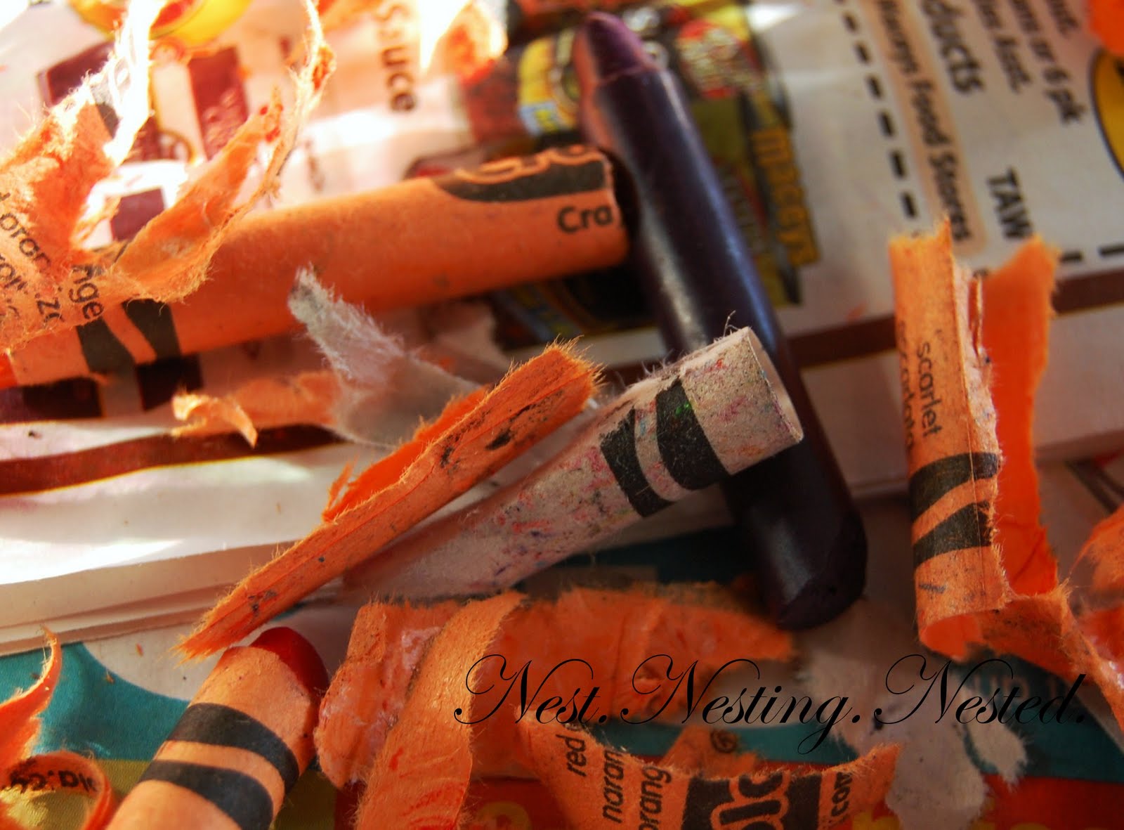 Nest. Nesting. Nested.: what to do with all those broken crayons?