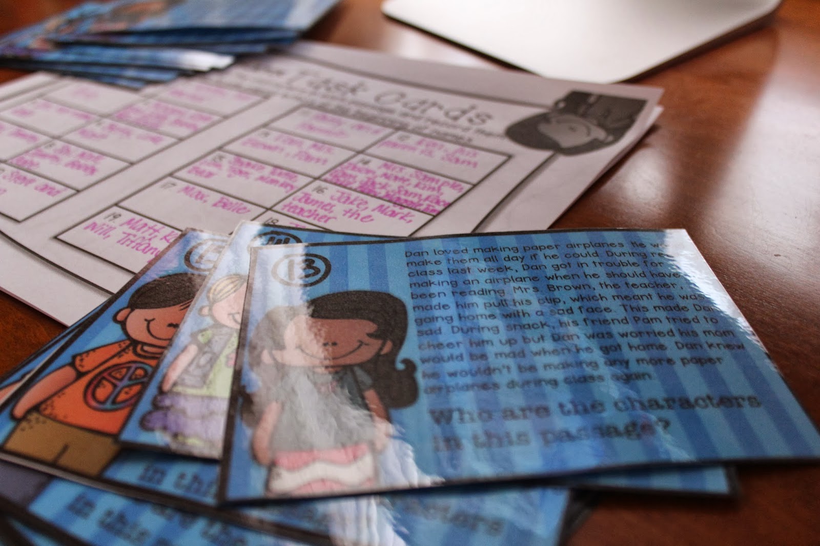 Life in First Grade: Character Task Cards and a Giveaway Winner