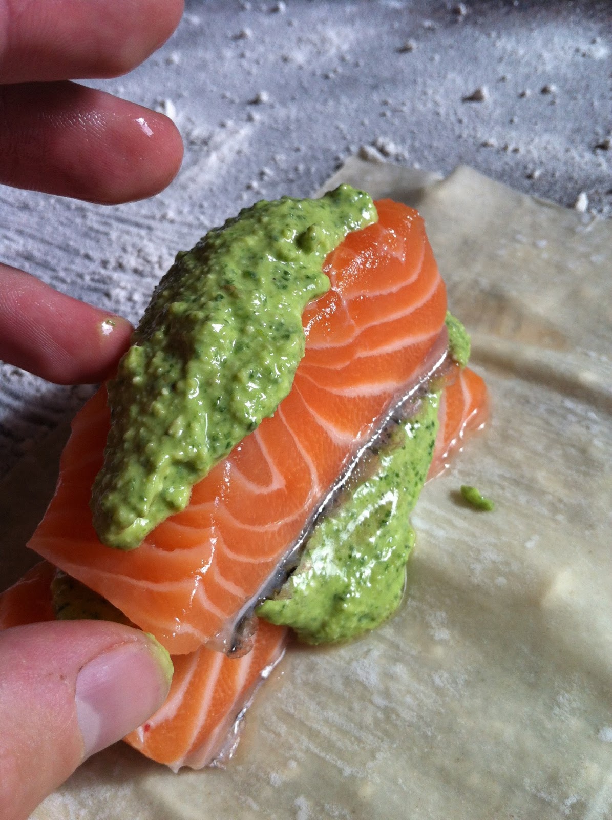 Dan's Kitchen: Salmon Filo Parcels with Homemade Greek Pesto