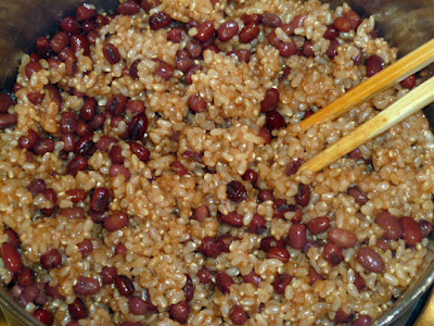 LEMON CHIFFON CAKE: Sweet Brown Rice with Adzuki Beans