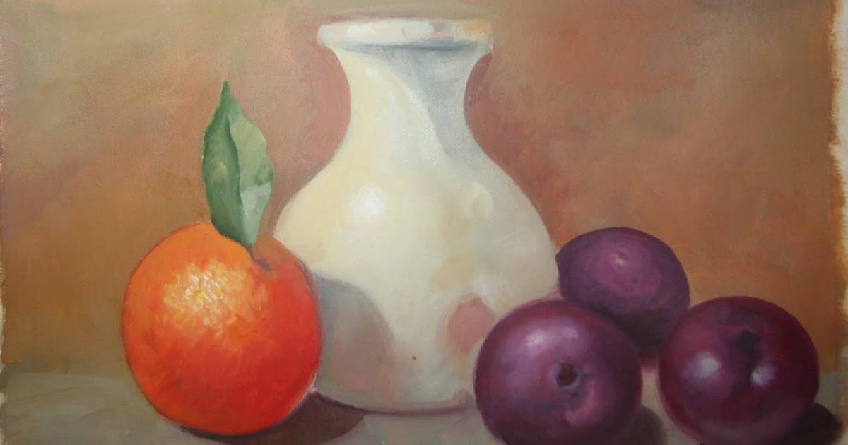 imagemaking: Still-Life One Orange, Three Plums and Vase