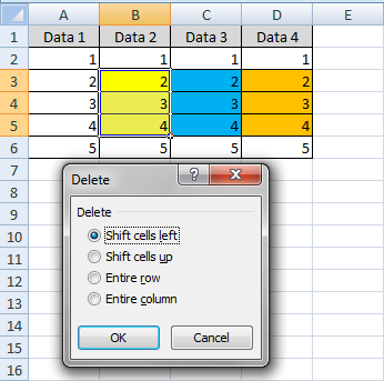 Rumus Fungsi Excel: Fungsi Shift Cells Pada Delete di Excel