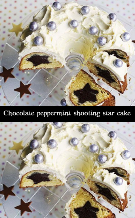 Chocolate peppermint shooting star cake #christmas - Mother's Recipe