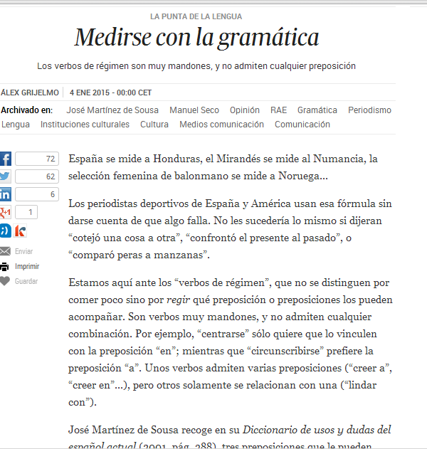 CONTROLA TU LENGUA: "Medirse con la gramática": el uso correcto del ...