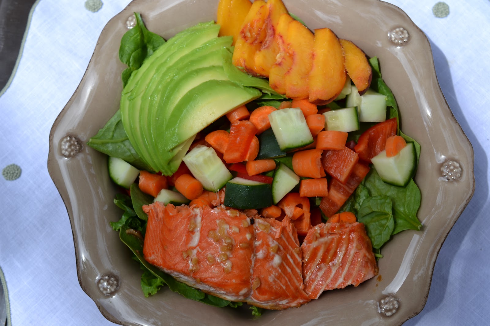 Feed Your Genes: Fresh Summer Salmon Salad with Peaches and Avocado