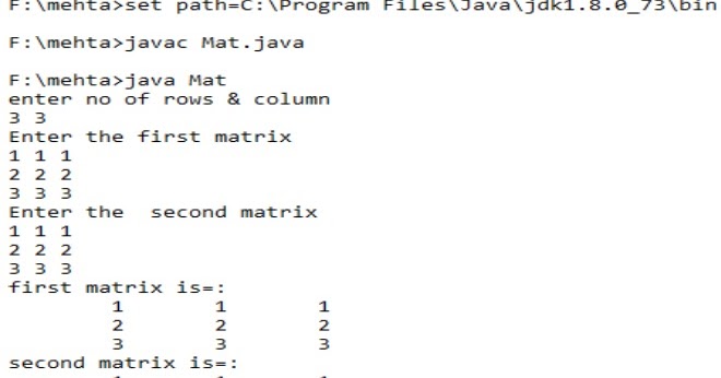 Program to add two matrix of size m*n Program to add two matrix of size m*n