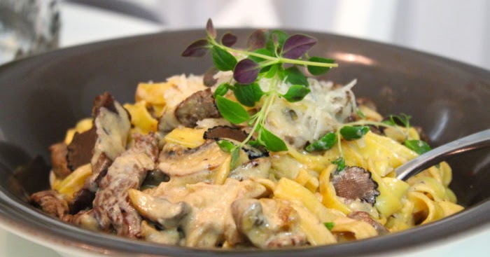 hjärtans gott: KRÄMIG OXFILÉPASTA MED SKOGSCHAMPINJONER OCH TRYFFEL