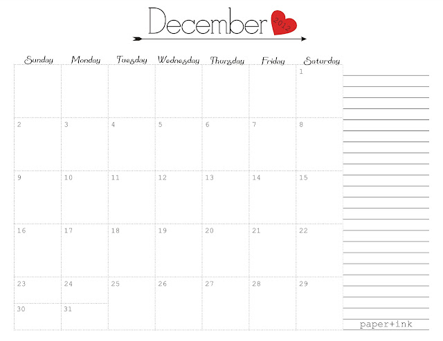Free Printable Calendars - December 2012