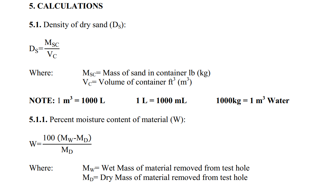 FIELD DENSITY TESTS OF SOILS, TREATED BASE COURSES AND WATER BOUND BASE ...