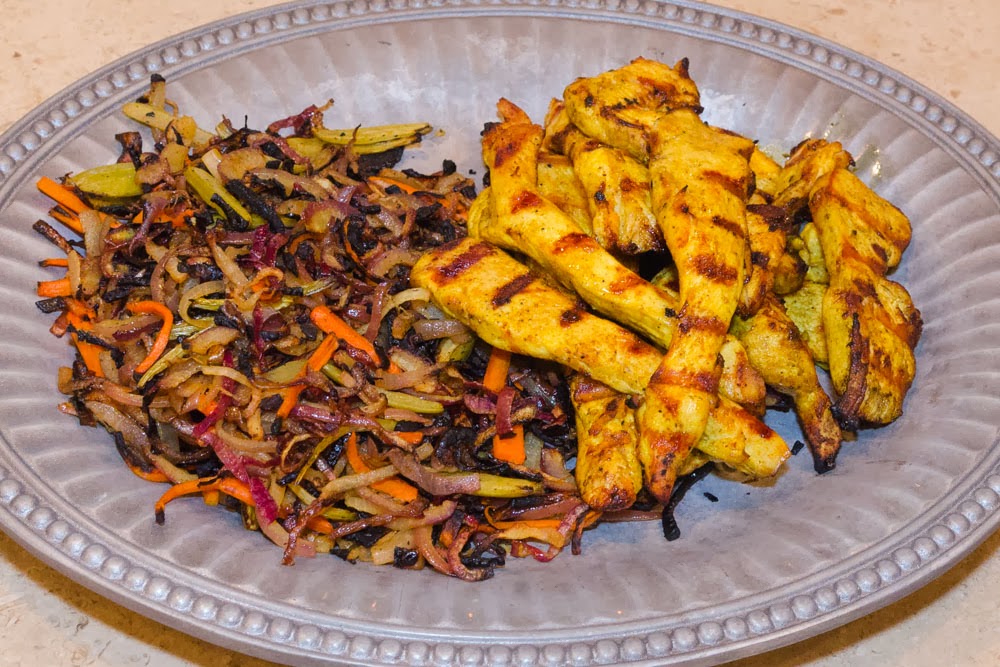 Grilled Chicken Shwarma with Peppers & Onions - Simple Awesome Cooking