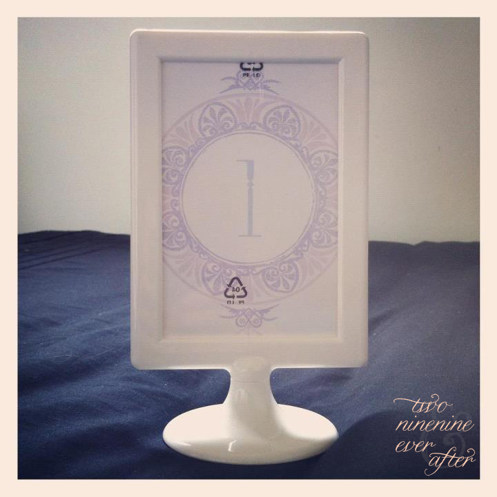 twoninenine & ever after: table numbers and ikea frames