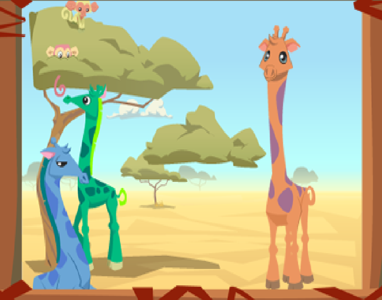 Animal Jam Fire: Mouse Plushie and Giraffe Art.