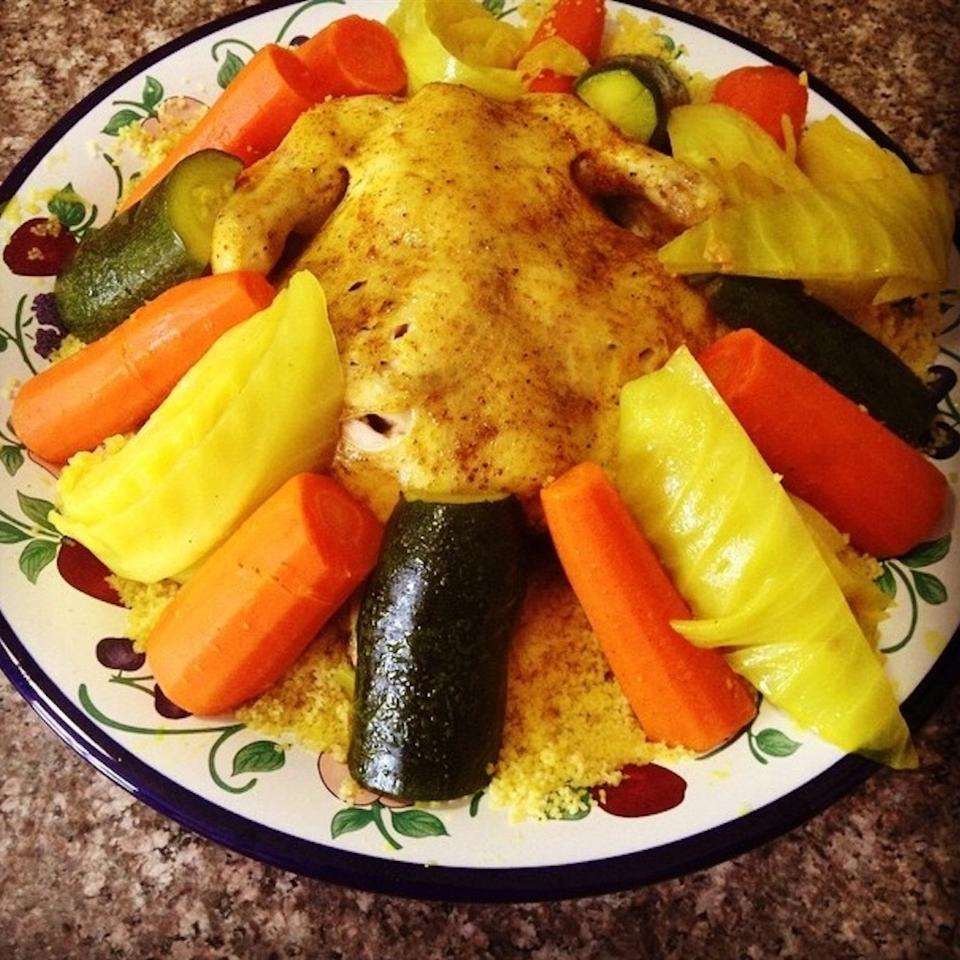 Traditional Moroccan couscous with roast chicken and vegetables recipe ...