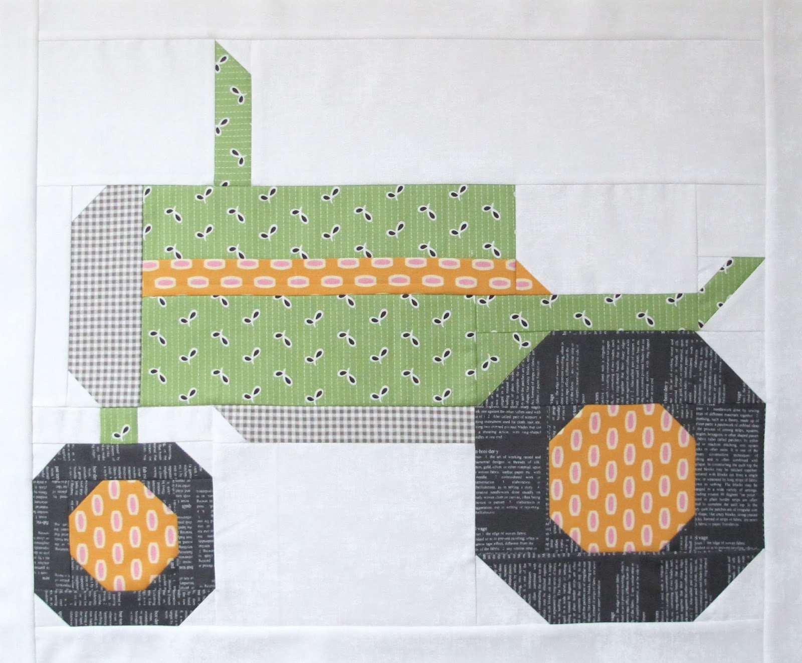 The Quilty Barn Along...Vintagey Farm Girl Tractor Block Tutorial ...
