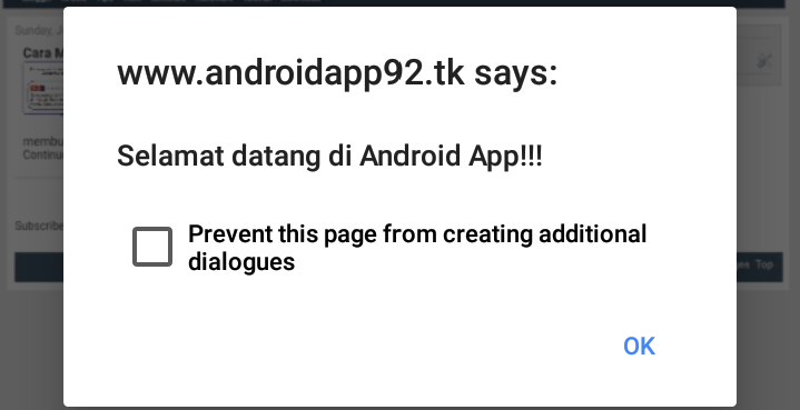 Cara Menampilkan Pesan (PopUp Message) Saat Blog Dibuka | Android App