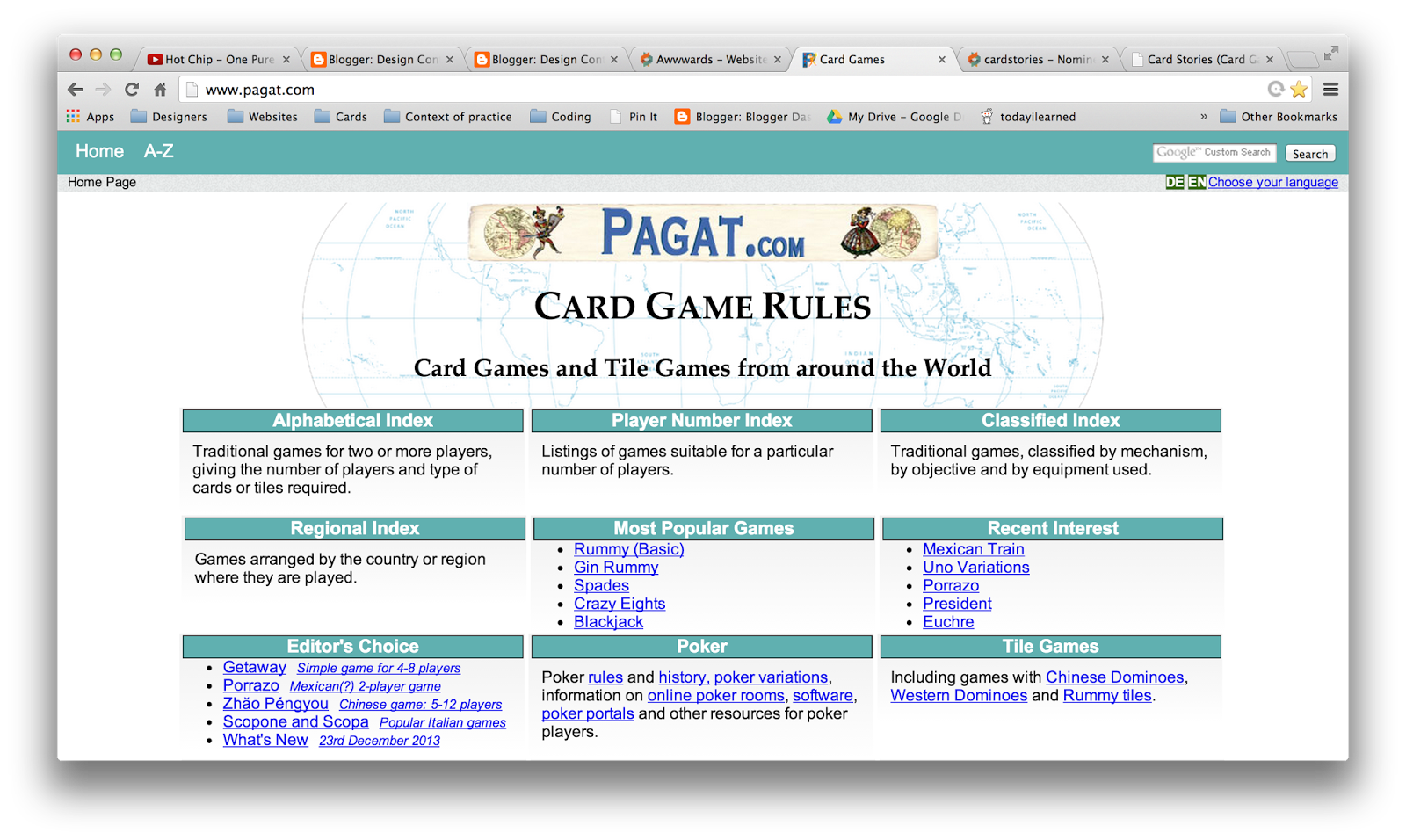 Design Context: Design for Web: Card Game and Game websites
