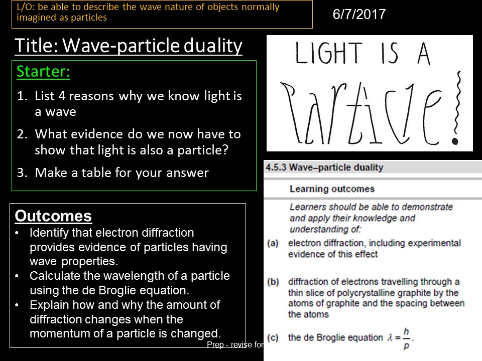 Mr Lloyd's Interactive Board: Wave Particle duality