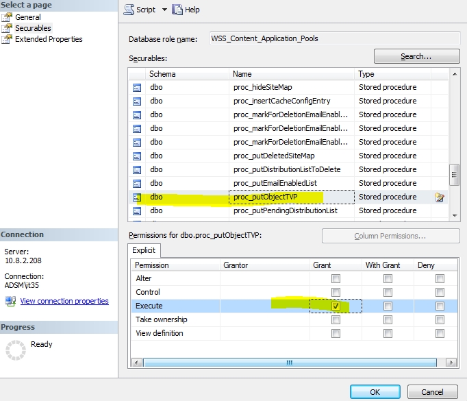 Insufficient SQL database permissions for user 'Name: doman\SP_UserProfiles SharePoint 2013 User ...