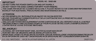 Super Nintendo Labels: Label traseira (EUR)