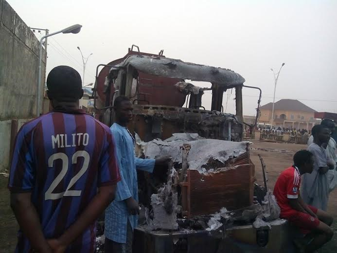 Photos: Tanker loaded with PMS catches fire at filling station in ...