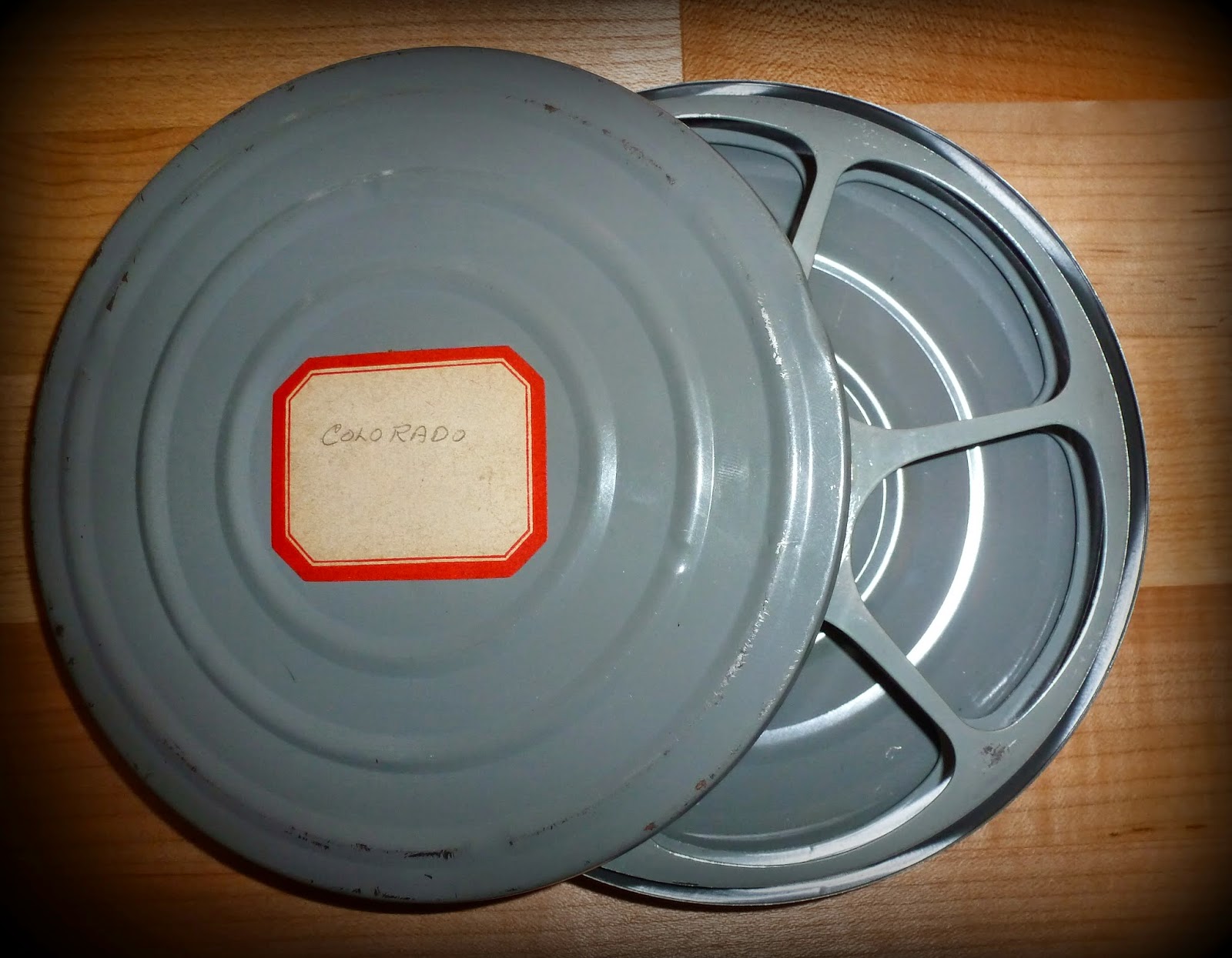 Mitralee: Vintage Movie Film Canister with THE CUTTING CAFE Files