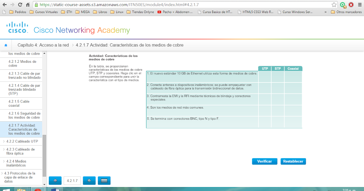 CISCO CCNA 1 v5.0: 4.2.1.7 Laboratorio