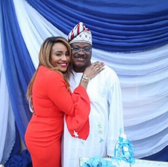 Gov Ajimobi gets sweet hug from daughter as he celebrated birthday